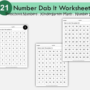 20 Printable Numbers 1-20 Dab It Worksheets. Preschool-kindergarten ...