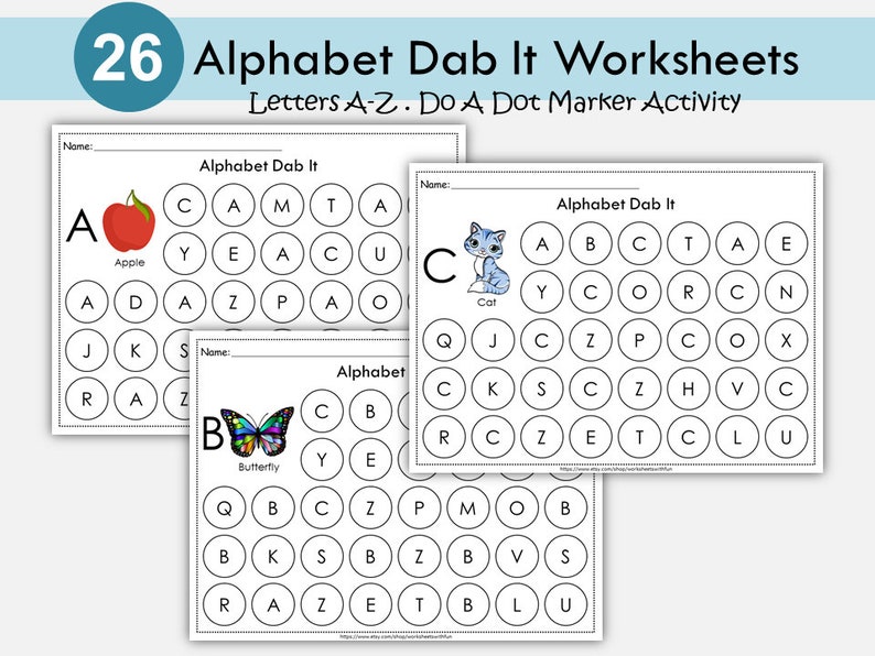 ABC Letter Search & Dab Printable Worksheets: Preschool Alphabet ...