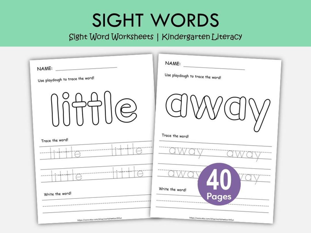 Dolch Pre Primer Sight Words Worksheets Printable, 40 Sight Word ...