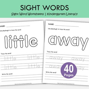 Dolch Pre Primer Sight Words Worksheets Printable, 40 Sight Word ...