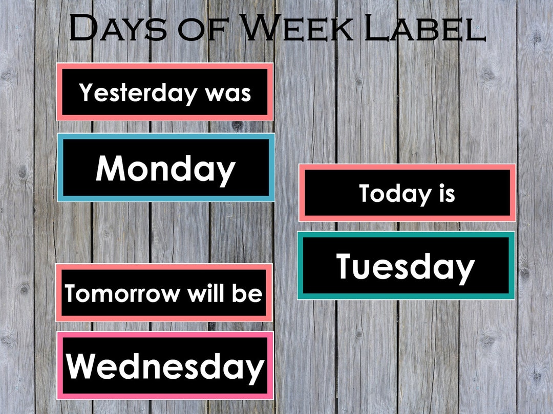 Days of the Week Labels Printable, Days of the Week Flashcards, Days of ...