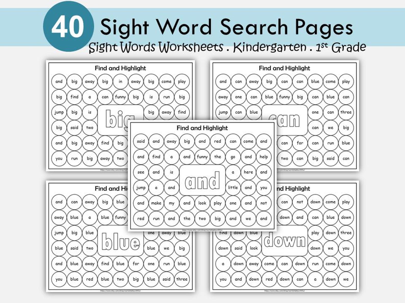 Dolch Pre Primer Sight Word Search Worksheets | Sight Word Dab It ...