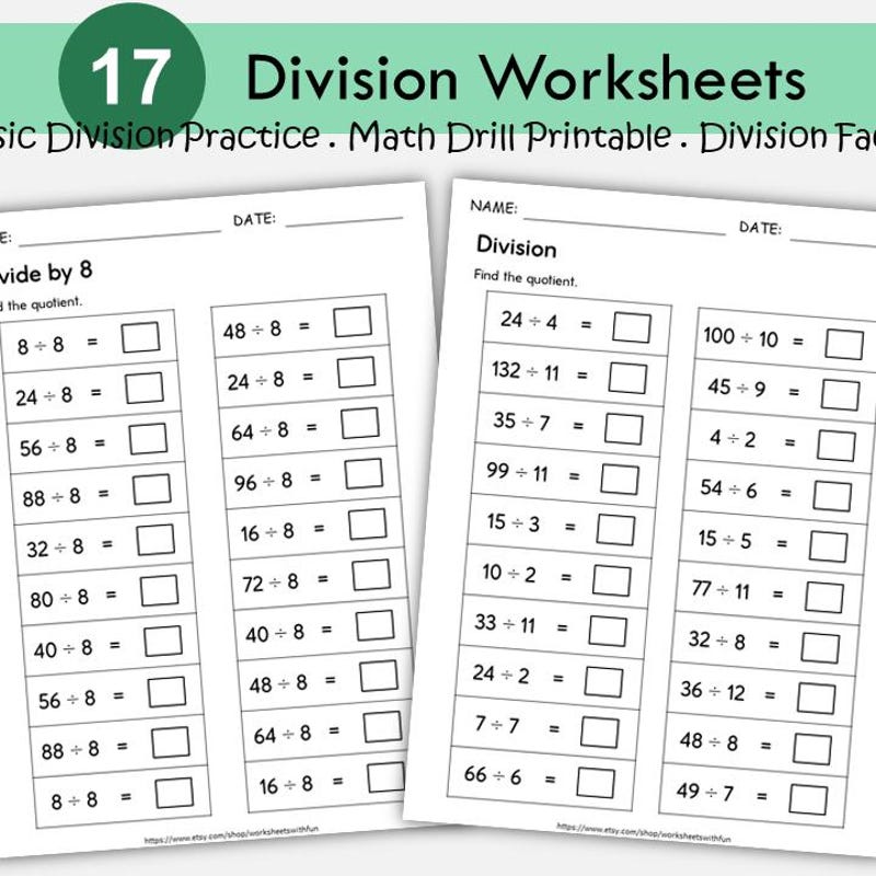 Division Game Worksheet - Etsy