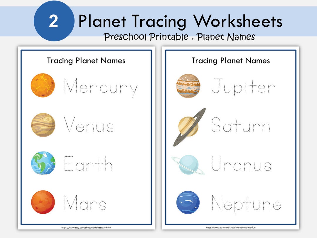 Planet Tracing Worksheets: Solar System Learning (digital Download) - Etsy