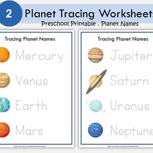 Planet Tracing Worksheets: Solar System Learning (digital Download) - Etsy