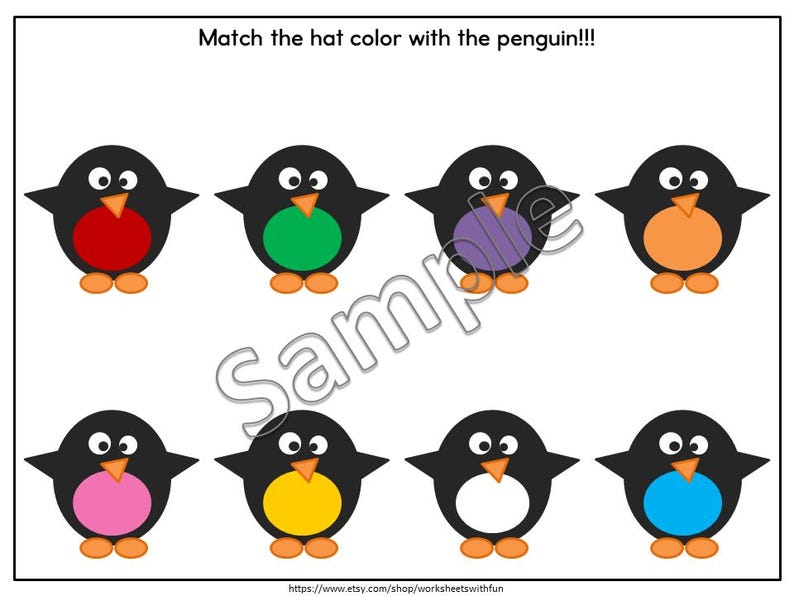 Penguin Color Matching Game: Toddler Busy Book Printable (digital ...