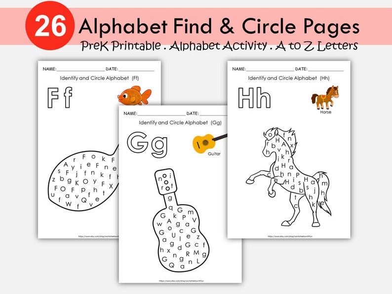 Letter Recognition Worksheets: Alphabet Search, Preschool Printable ...