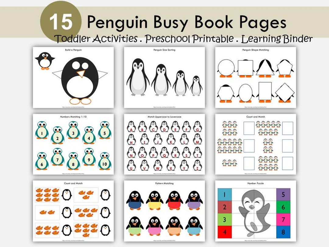 Toddler Busy Book - Penguin Theme Printable, Kindergarten Busy Binder ...