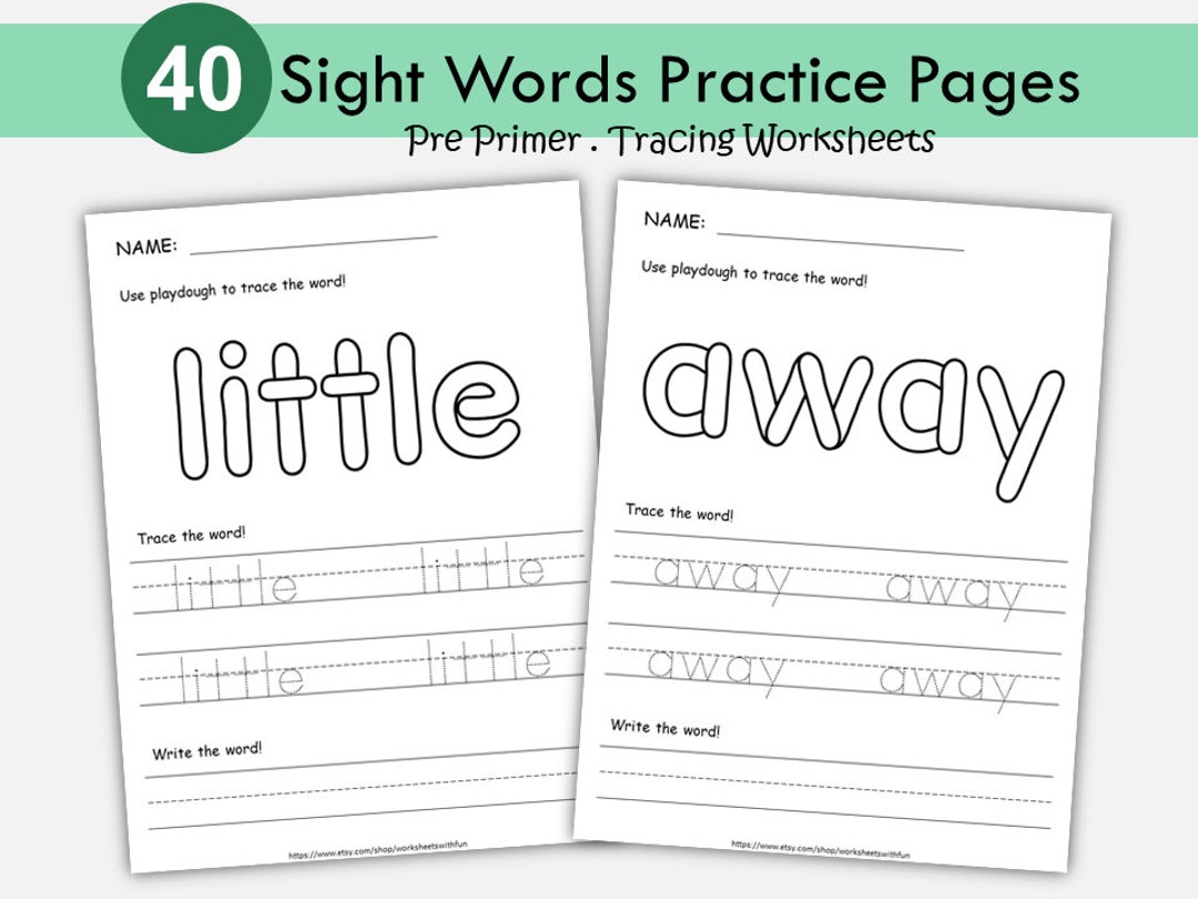 Sight Words Worksheets, Dolch Pre Primer Tracing, Kindergarten ...