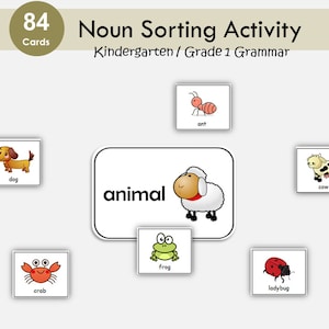 Noun Sorting, Nouns Flashcards, Matching and Grouping Activity, Noun ...