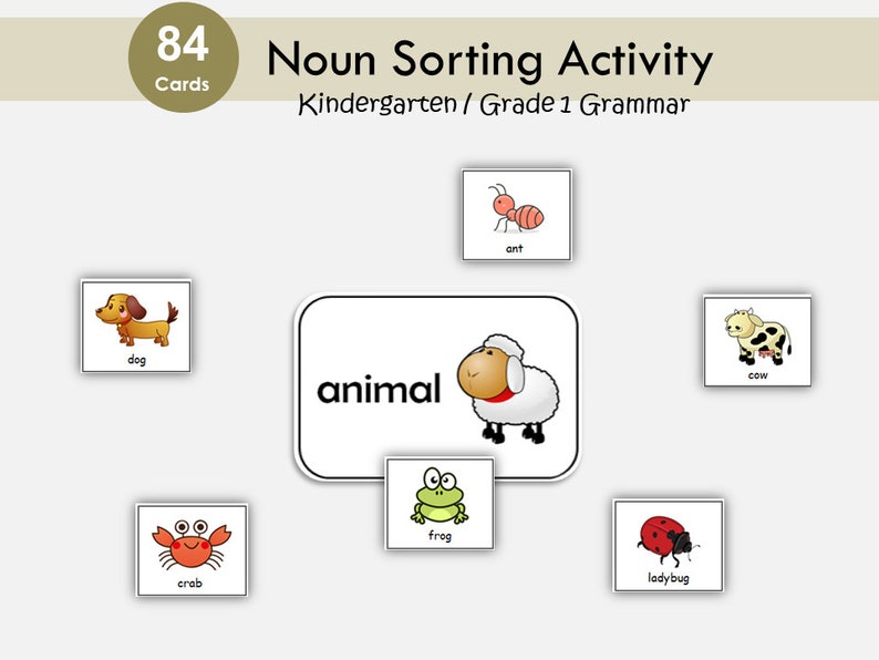 Noun Sorting, Nouns Flashcards, Matching and Grouping Activity, Noun ...