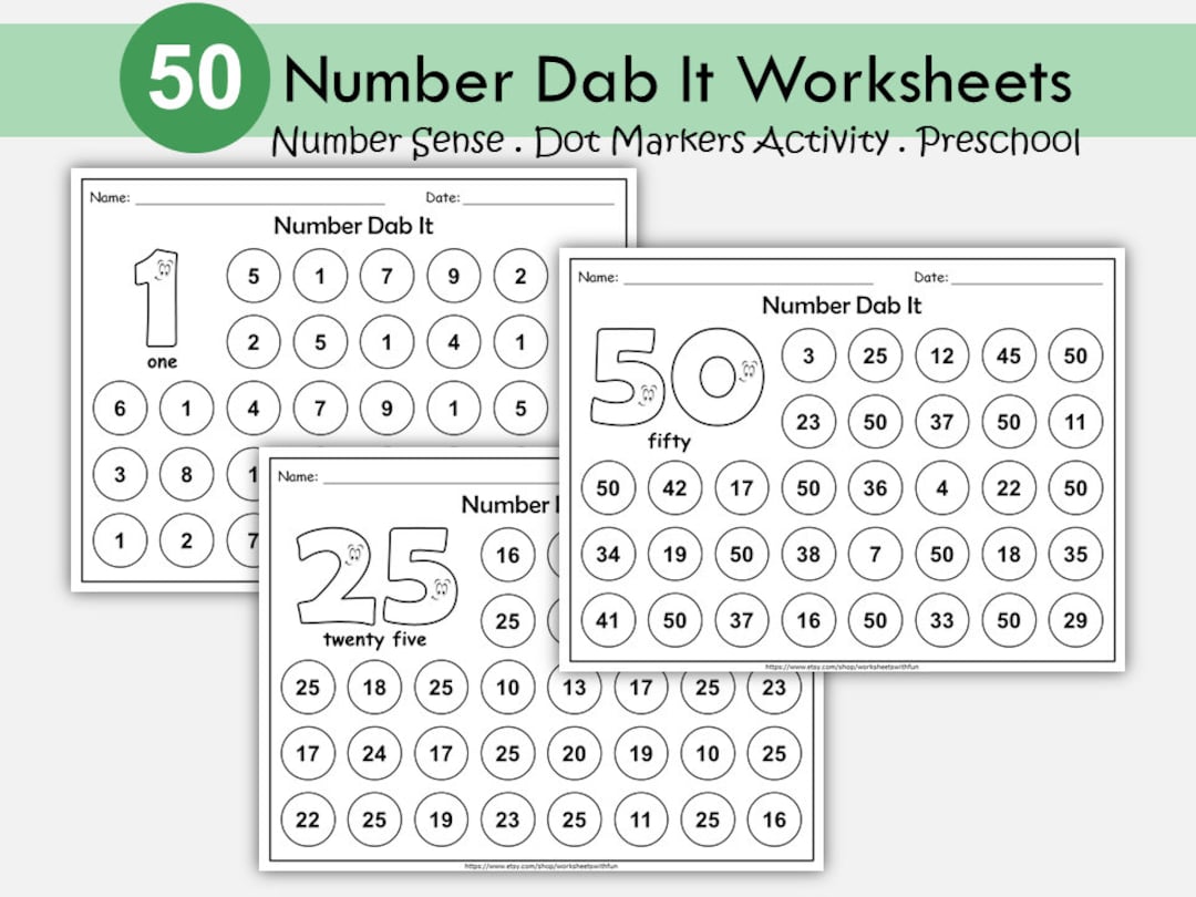 Number 1-50 Worksheets 1-50, Preschool Number of the Day Printable ...
