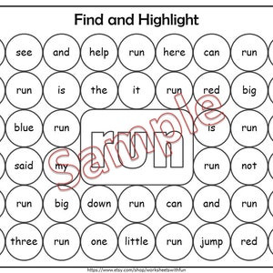 Dolch Pre-primer Sight Word Search Worksheets | Dab or Color Sight ...