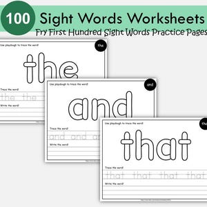 100 Printable Sight Words Worksheets, Fry First Hundred Sight Workbook ...