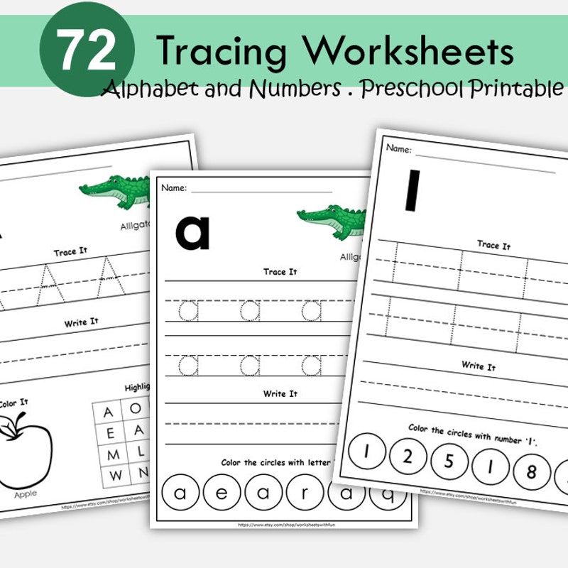 Tracing Uppercase Lowercase Numbers - Etsy