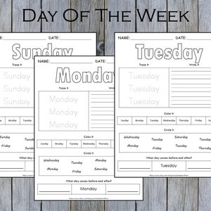 Days of the Week Worksheet Printable, Kindergarten Curriculum, Math ...
