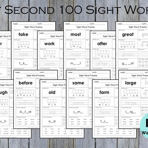 Sight Words Worksheets, Sight Word Practice, Sight Words Work Book, 100 ...