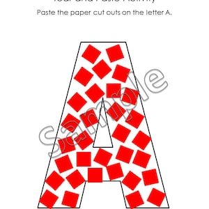 Alphabet Tear and Paste Worksheets | Letter Recognition Fine Motor ...