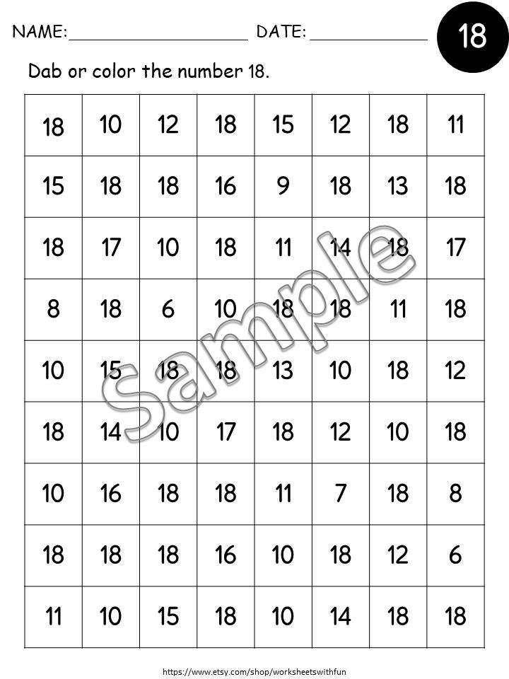 Find and Dab Number Worksheets 0-20, Dot Marker Numbers, Preschool Math ...