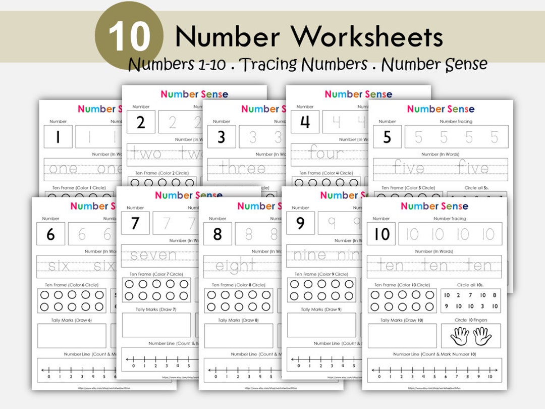 Number Tracing Worksheets (1-10), Preschool Worksheets, Number of the ...