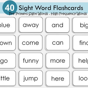 Sight Word Flash Cards Printable, Prek 40 Pre Primer Level 1, High ...