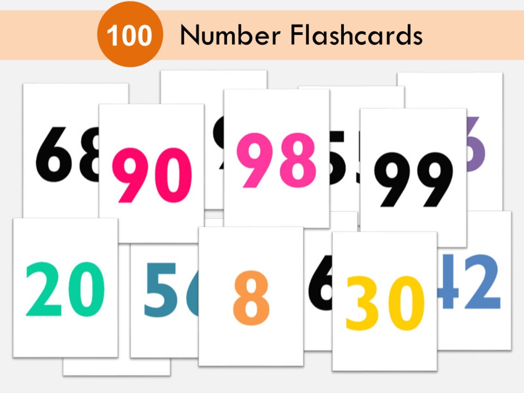 1-100 Number Cards - Digital Download, Printable Number Flash Cards for ...