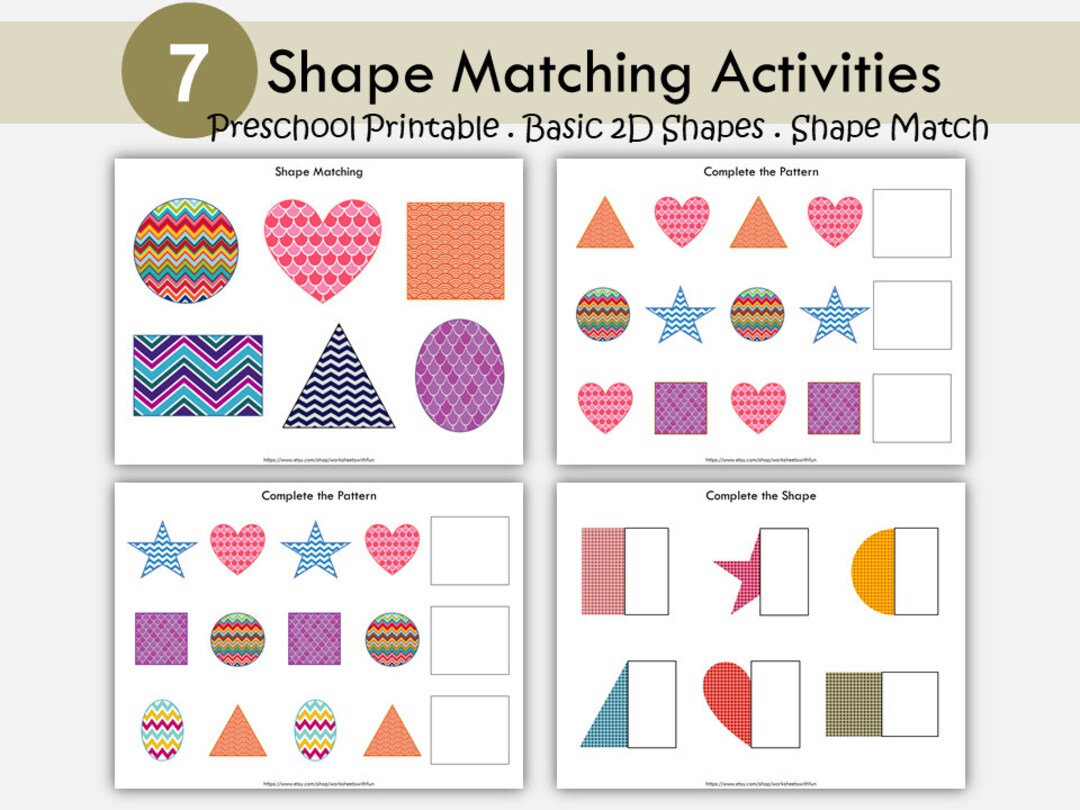 Shapes Matching Activity Printable PDF Pages for Toddler, Preschool ...