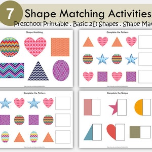 Shapes Matching Activity Printable PDF Pages for Toddler, Preschool ...