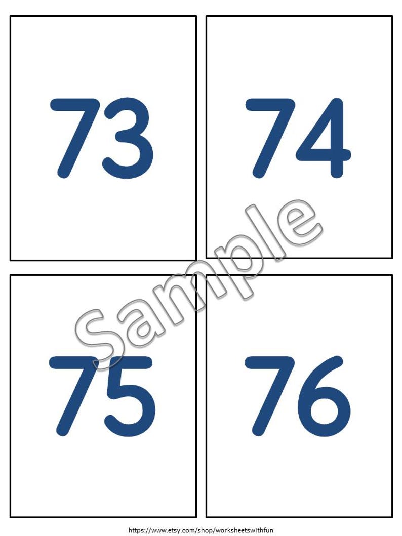 Number Flashcards 1-100 Printable, Preschool Kindergarten Math ...