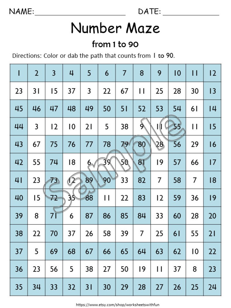 Number Maze Worksheets Printable With Answers | Counting Mazes 1-100 ...