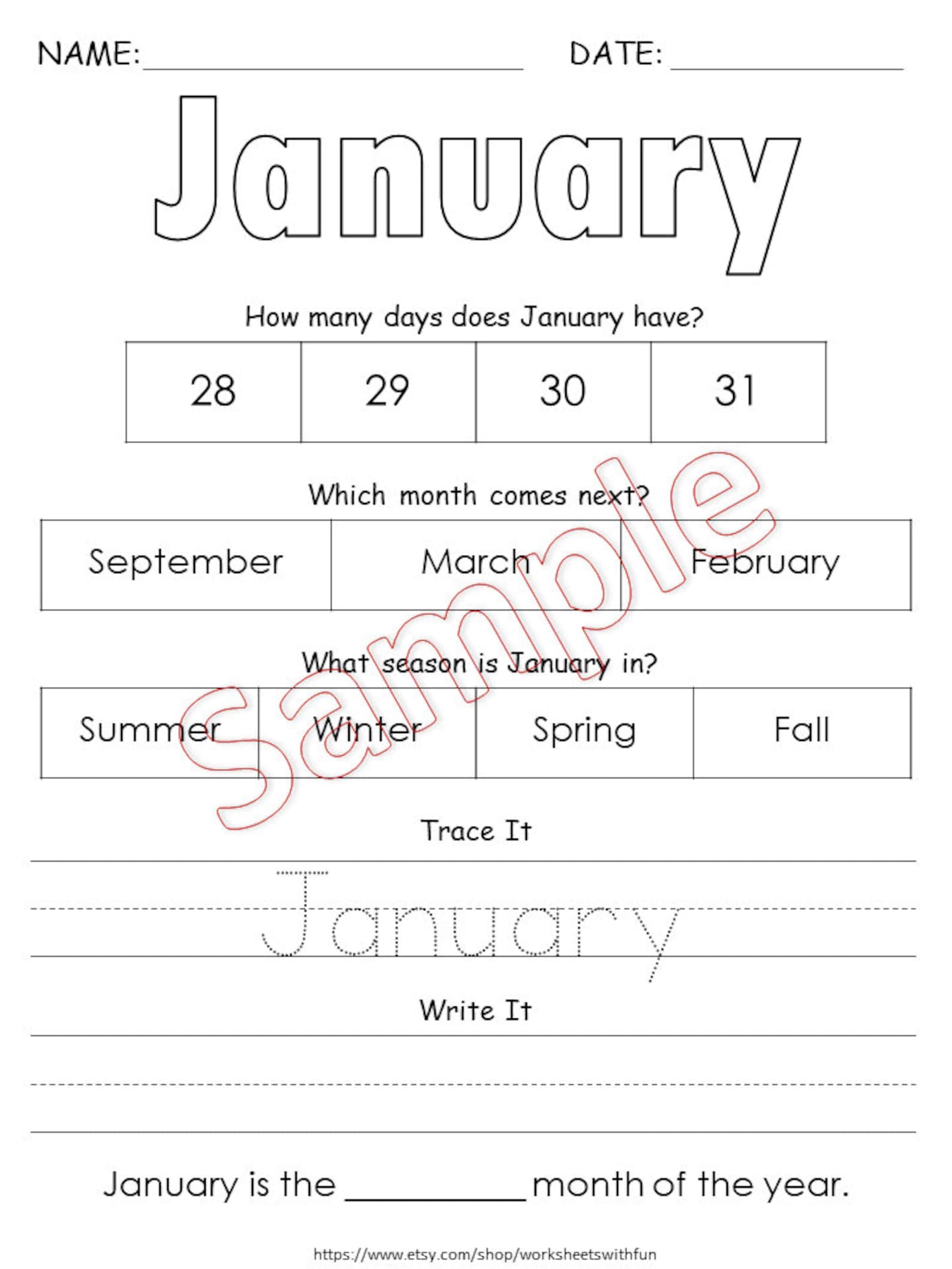 Months of the Year Worksheets Printable | Trace & Write Months | Days ...