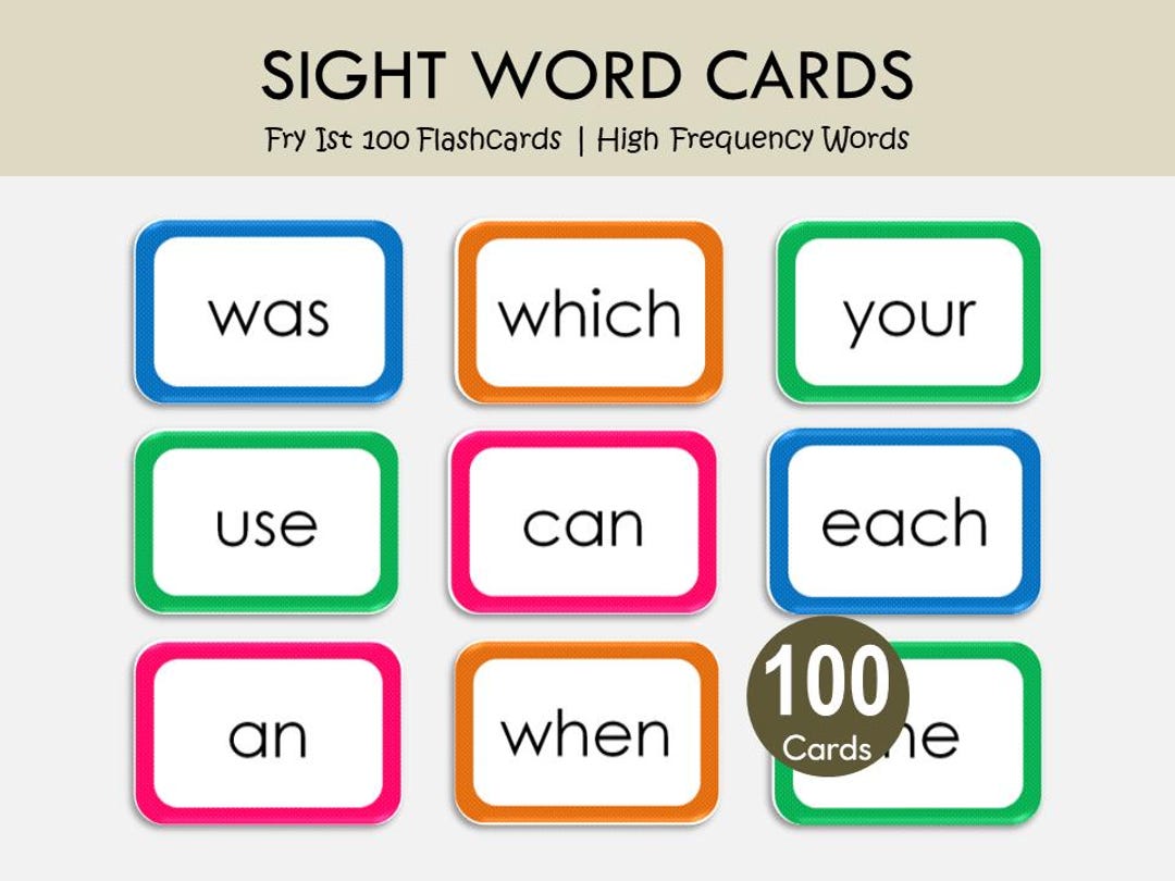 Fry First 100 Sight Words Flashcards | Kindergarten & 1st Grade ...