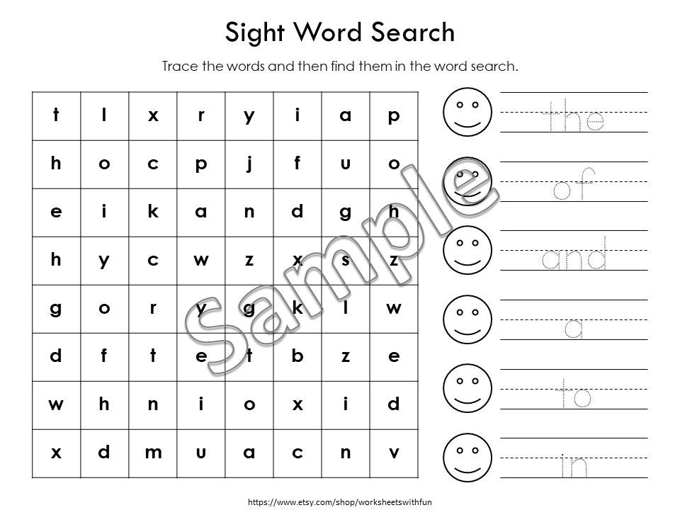 Fry First 100 Sight Words: Word Search Worksheets (digital Download) - Etsy