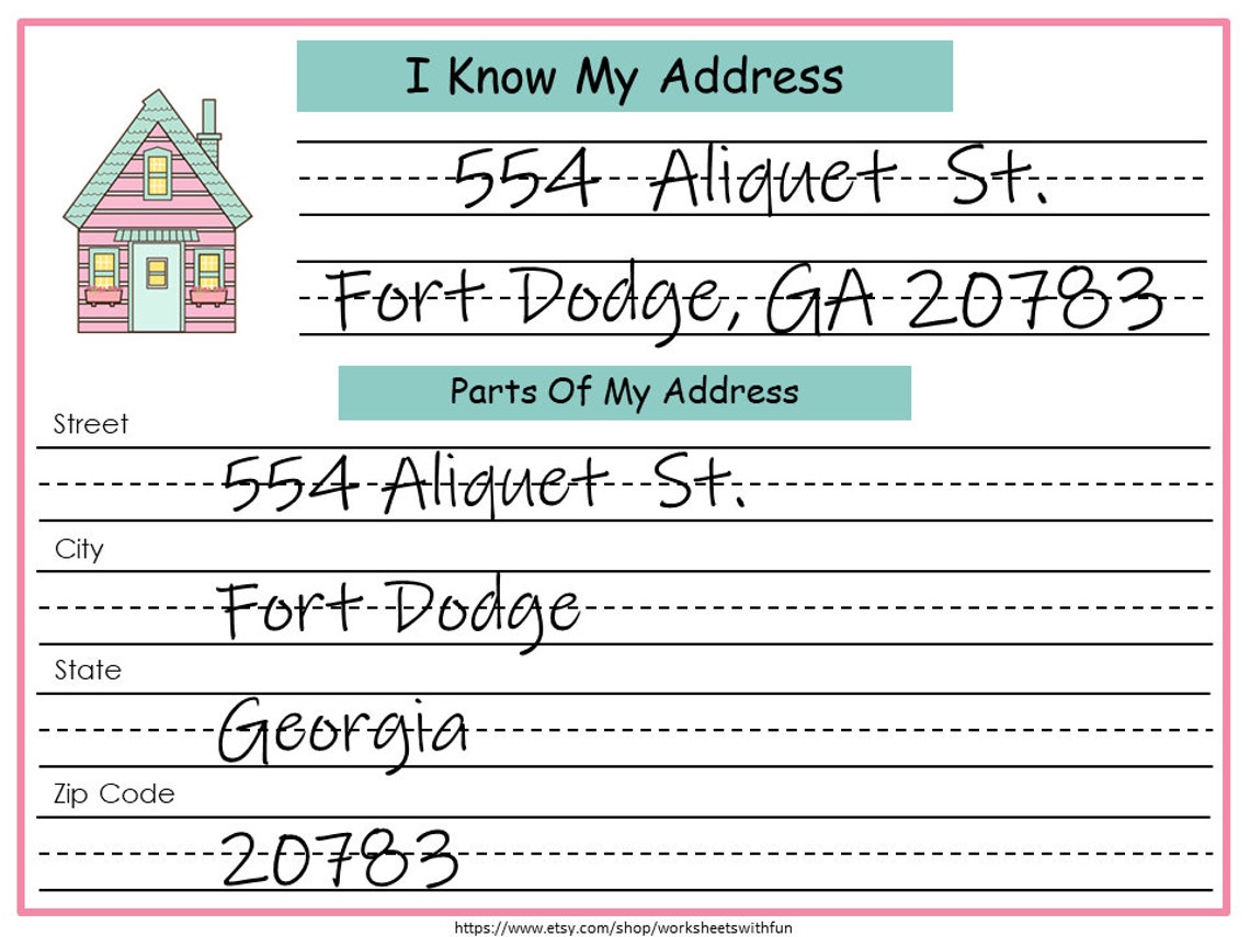 My Address Kids Activity I Know My Address Life Skills - Etsy