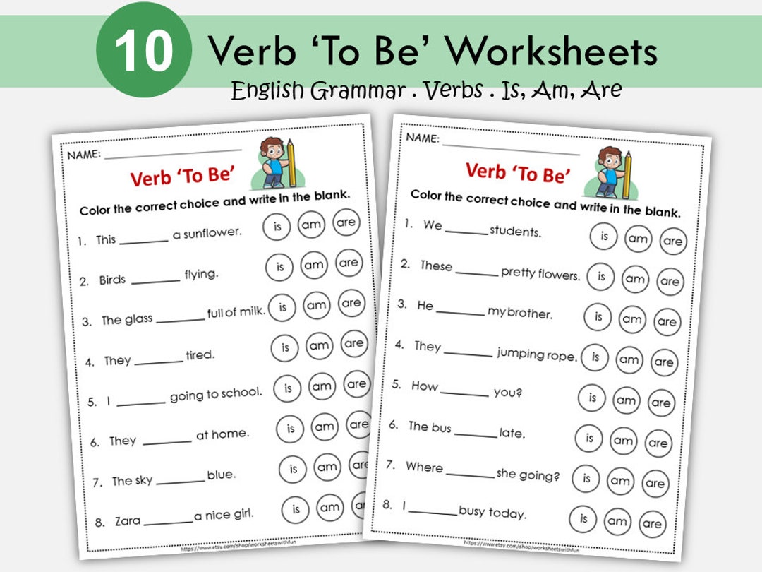 Verb to Be (is, Am, Are) Worksheets, Being Verb Printable, Kindergarten ...