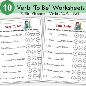 Verb To Be is, am, are Worksheets, Being Verb Printable, Kindergarten ...
