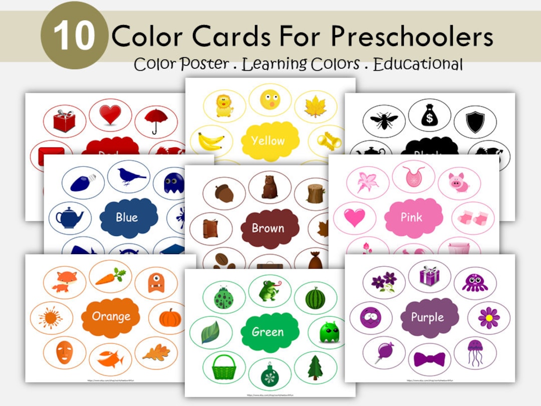 Color Cards Printable, Color Chart, Color Poster, Colour Flashcards ...