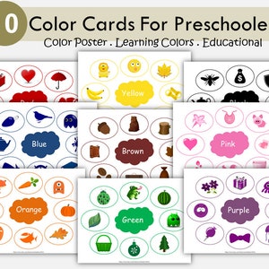 Color Cards Printable, Color Chart, Color Poster, Colour Flashcards ...