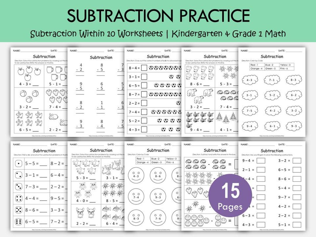 15 Printable Subtraction Worksheets for Kids | Single-digit Math ...