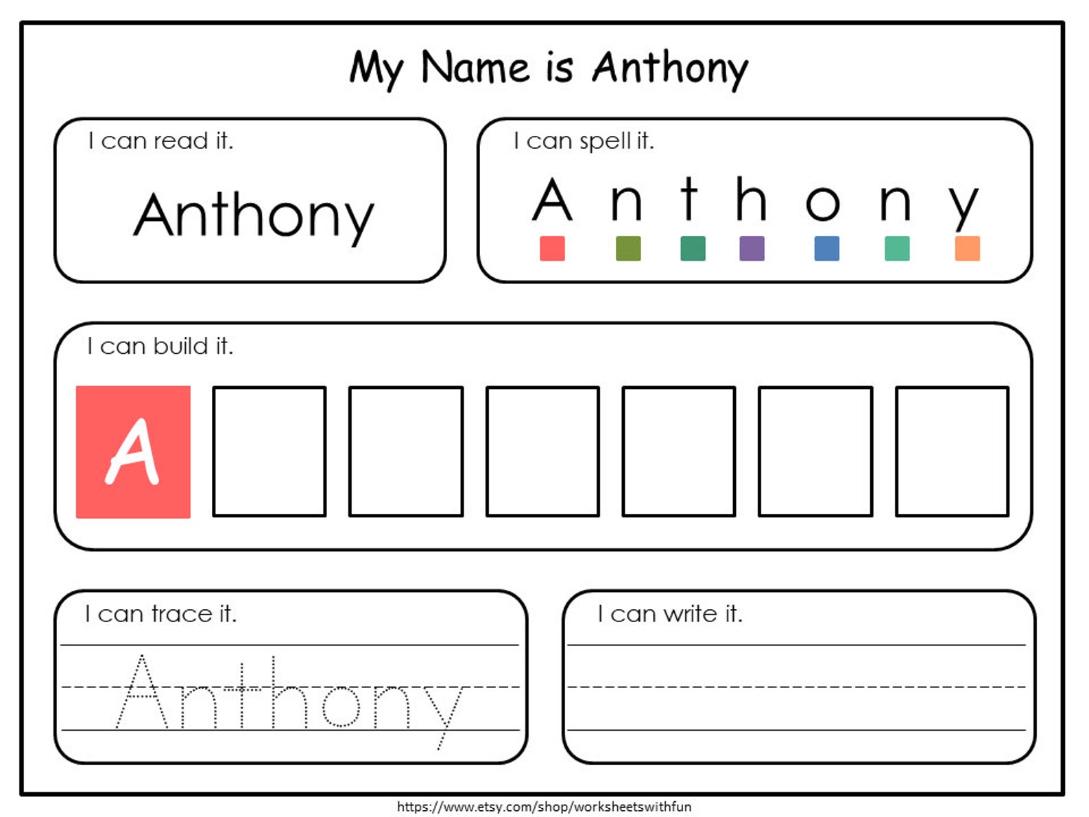 Personalized Name Practice Mat Printable, Custom Name Tracing Worksheet ...