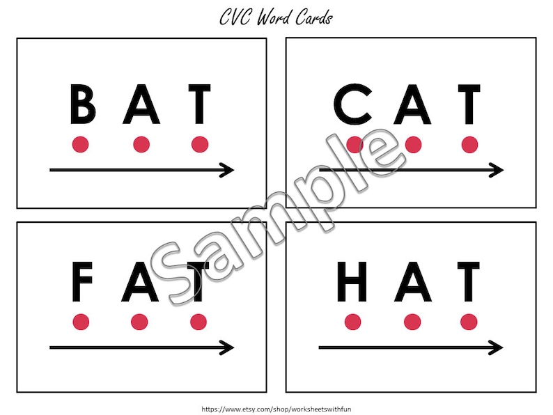 180 CVC Word Flashcards Printable | Phonics Blending Cards | Uppercase ...