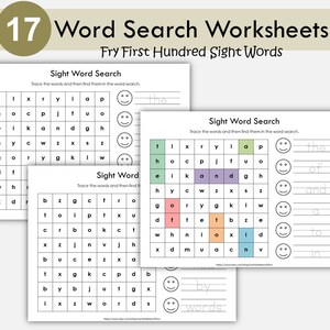 Sight Words Worksheets, Fry First 100 Sight Word Printable, Word Search ...