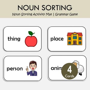 Noun Sorting Activity Mat Printable | Person Place Animal Thing ...