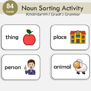 Noun Sorting, Nouns Flashcards, Matching and Grouping Activity, Noun ...