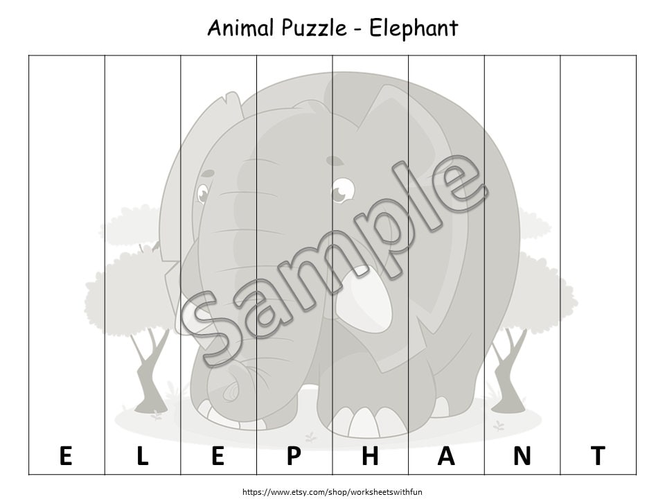 Animal Name Puzzles Printable | Preschool Alphabet & Spelling Matching ...