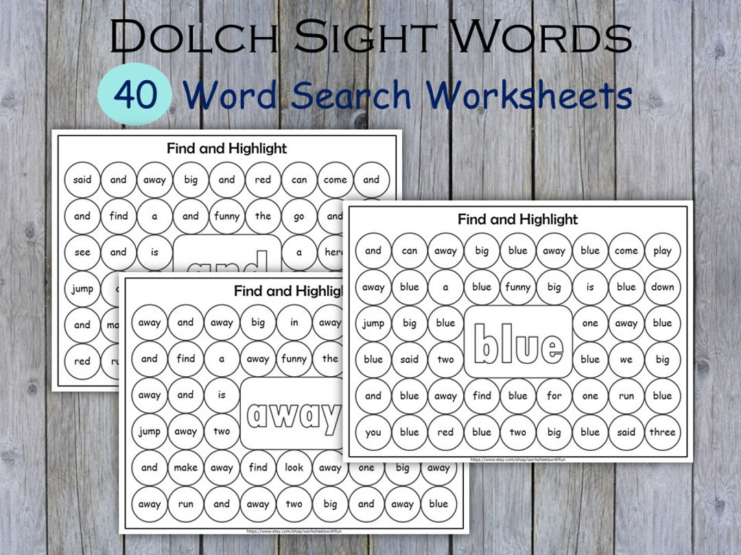 Sight Words Worksheets Printable Kindergarten Activities Dab It ...