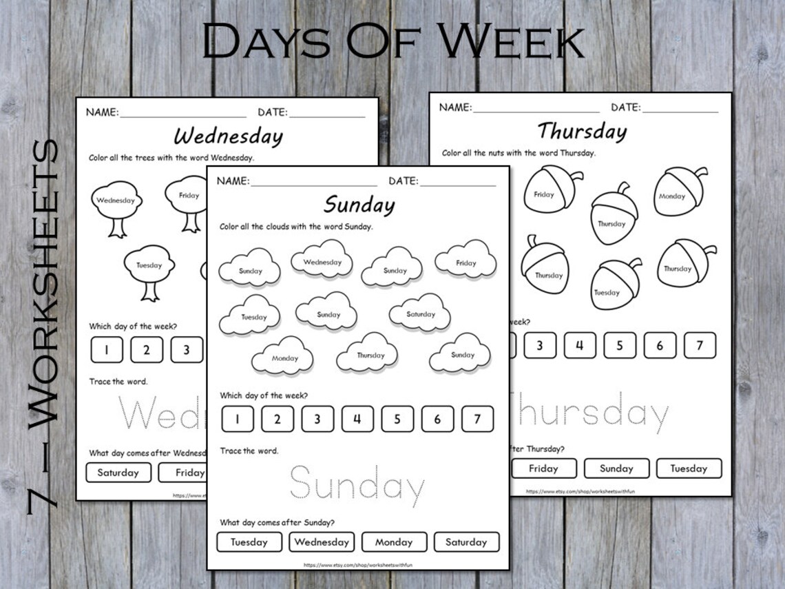 Days of the Week Activity Printable Days Learning Folder | Etsy