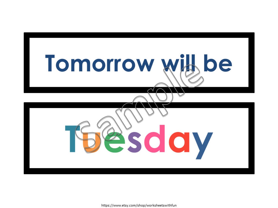 Days of the Week Cards Days of the Week Printable Days of - Etsy