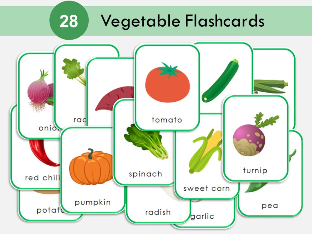 Vegetable Flashcards: Montessori Cards for Toddlers (digital Download ...