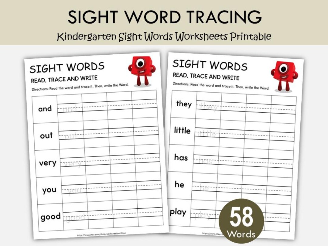 Kindergarten Sight Words Worksheets | Read Trace Write Practice ...